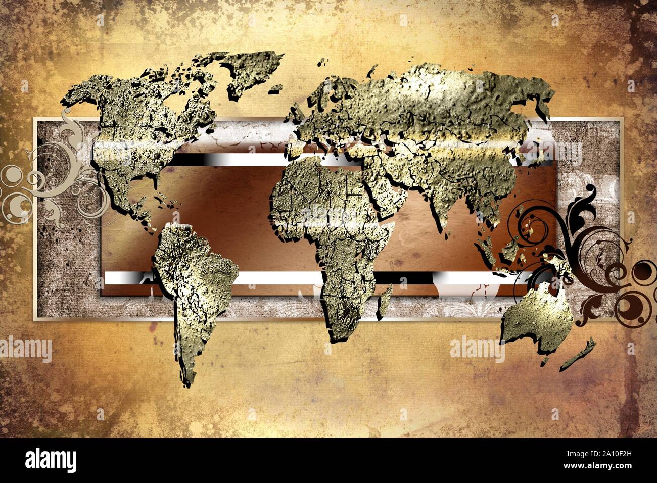 World map paint design art illustration Stock Photo - Alamy