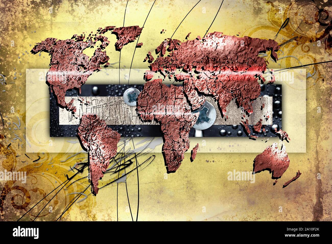 World map paint design art illustration Stock Photo - Alamy