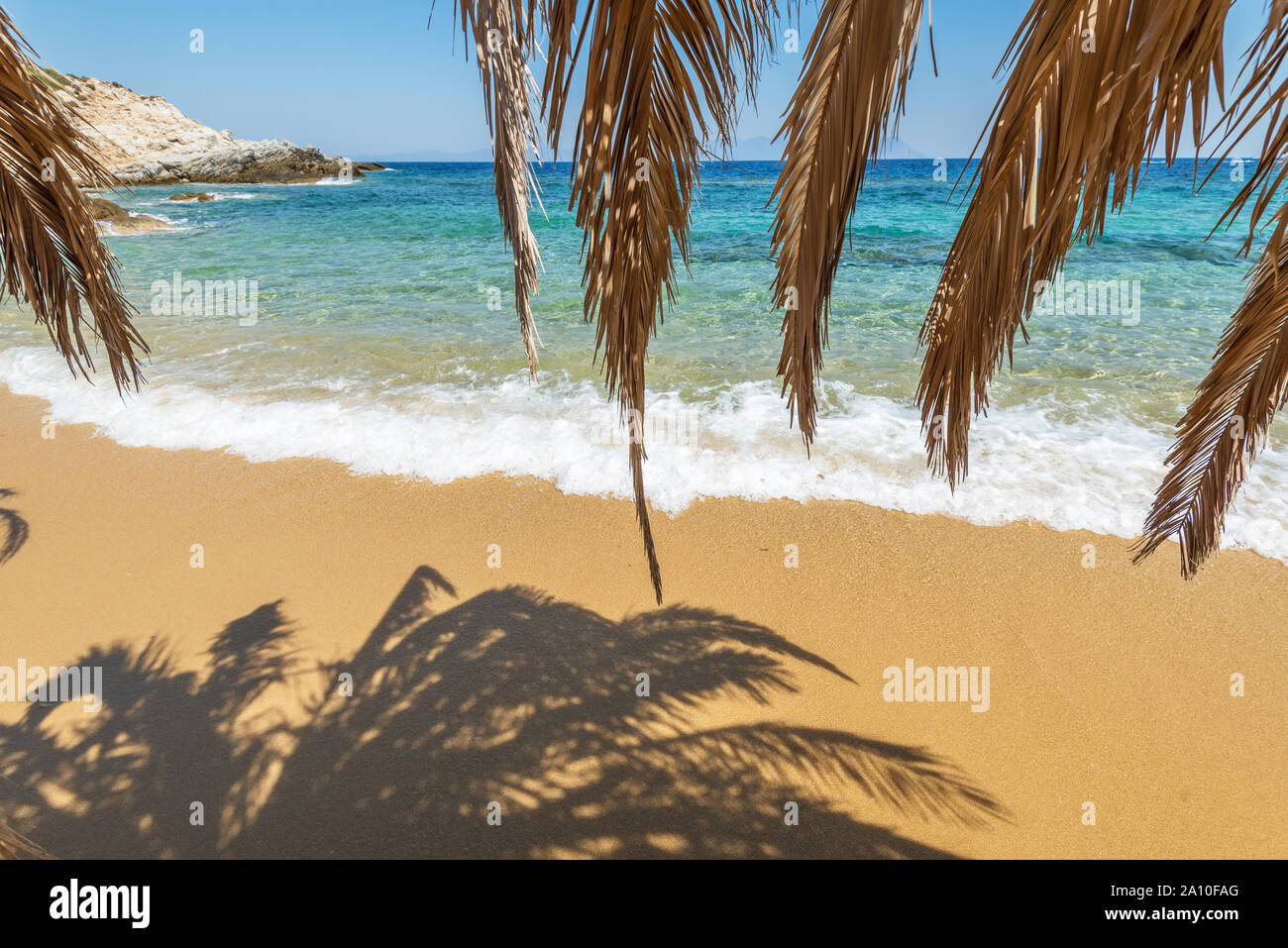 Beautiful Tigania beach on Greek peninsula Sithonia, part of larger ...