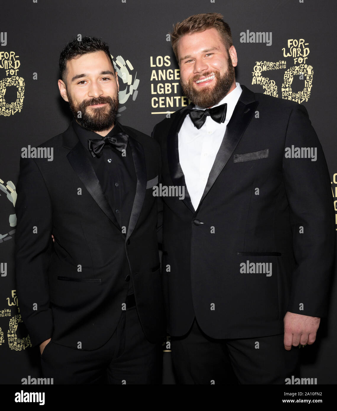 Los Angeles, CA - Sept 21, 2019: Michael McCauley (R) and guest attend ...