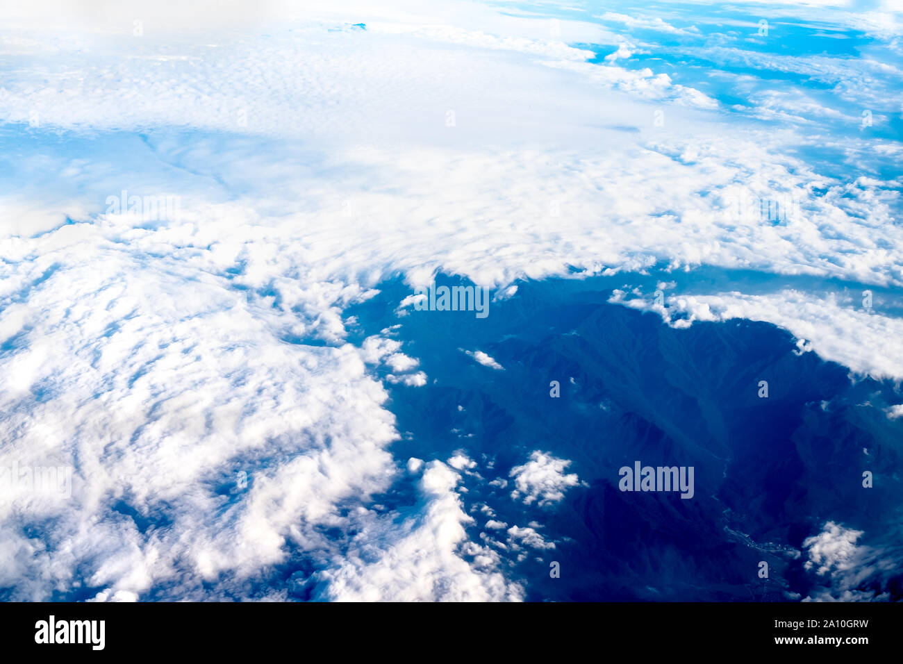 Blue sky and Cloud Top view from airplane window,Nature background ...
