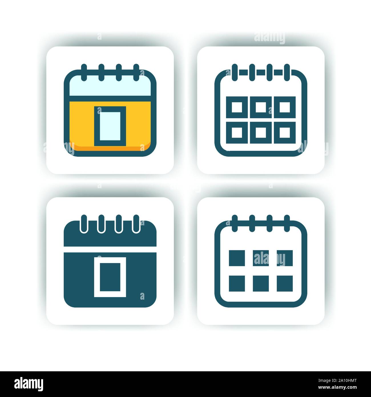 calendar icon for mobile, web, and presentation with flat color vector ...