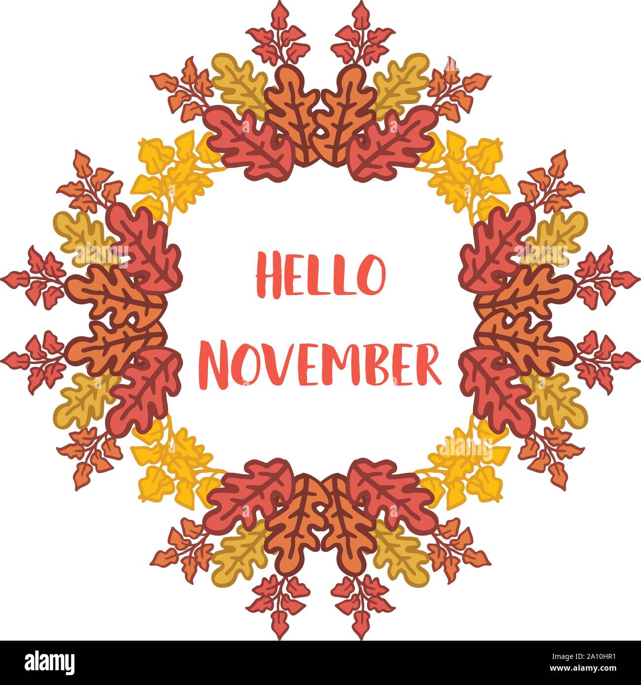 Template hello november autumn, with bright leaves frame. Vector Stock ...