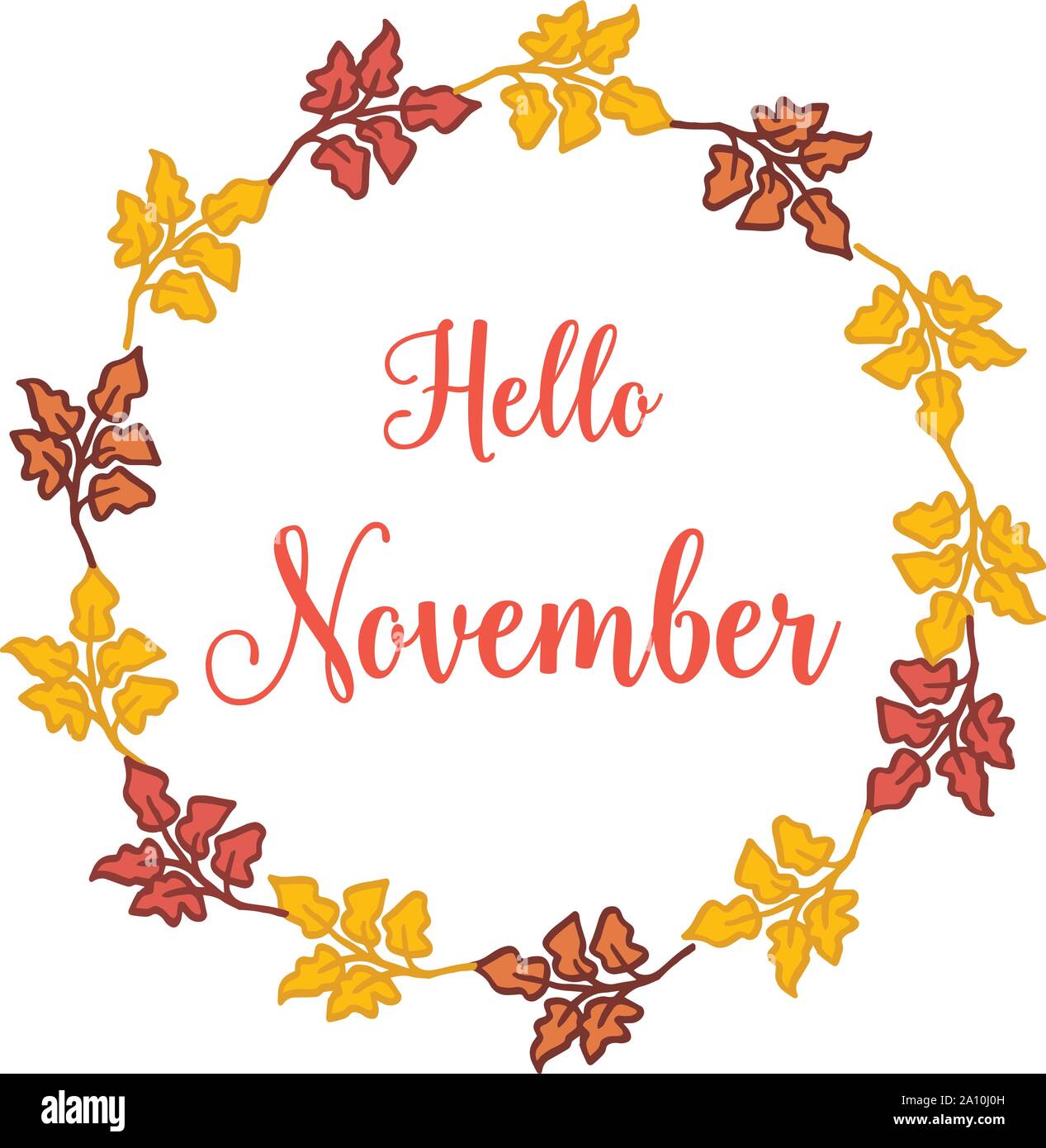 Texture pattern of leaf frame, for elegant card hello november. Vector ...