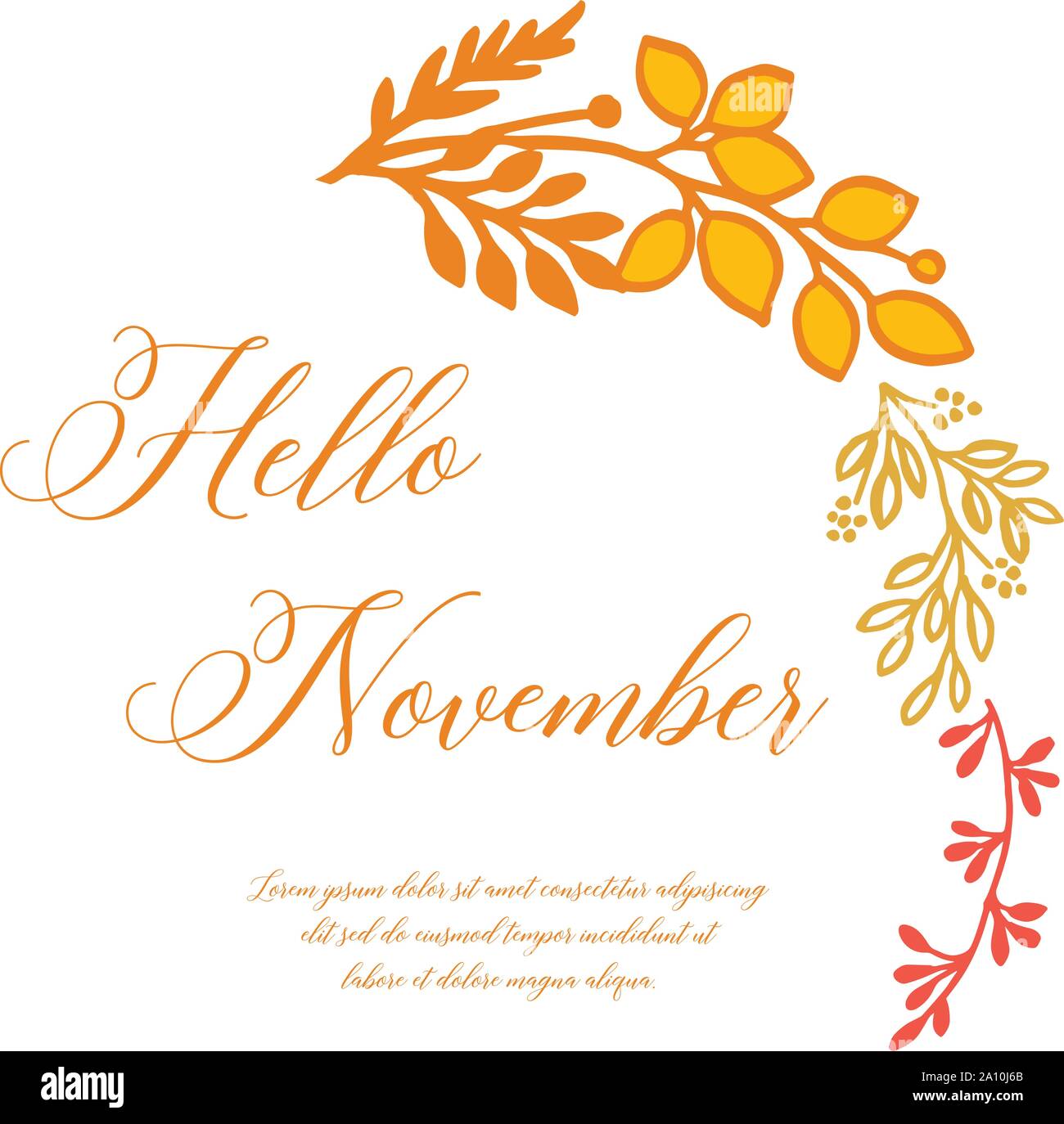 Design poster hello november, with style of leaf frame elegant. Vector ...