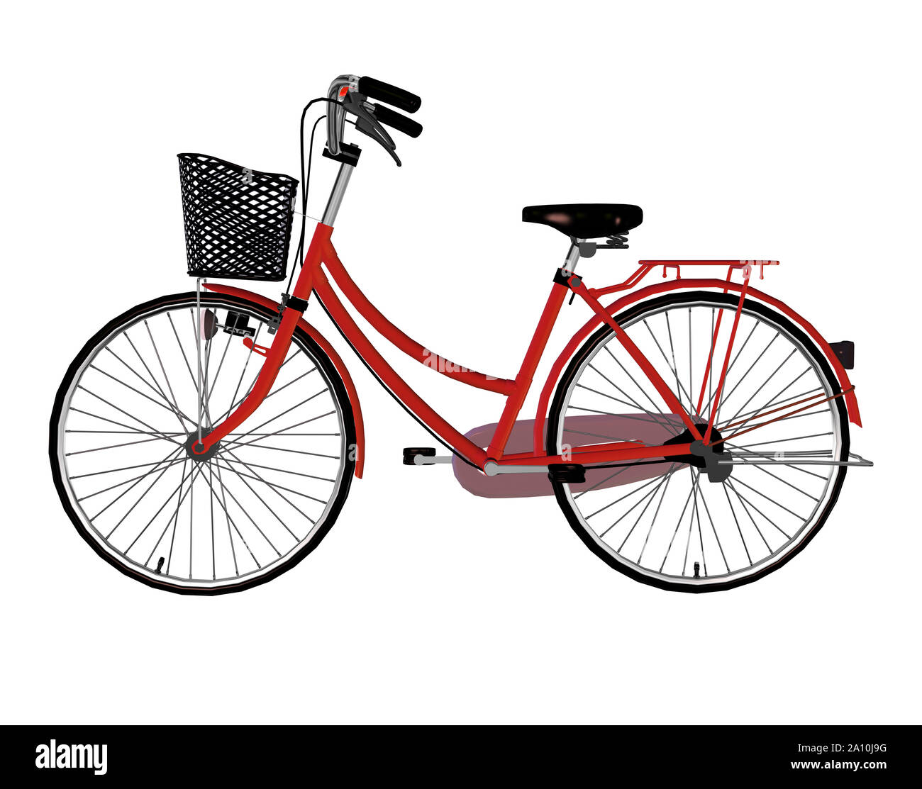 Digitally rendered image of a red bicycle on white background Stock ...