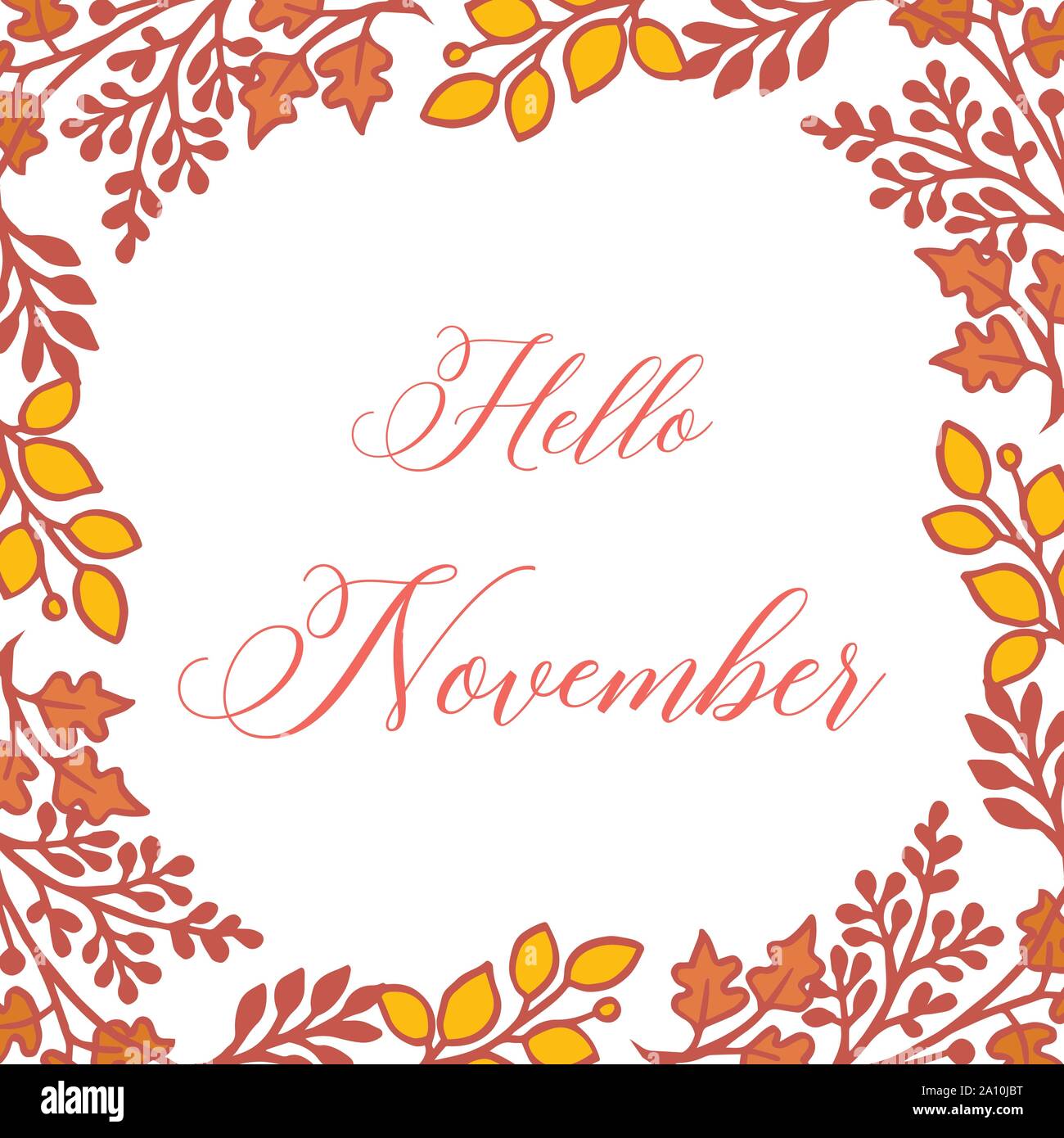 Texture pattern of leaf frame, for elegant card hello november. Vector ...