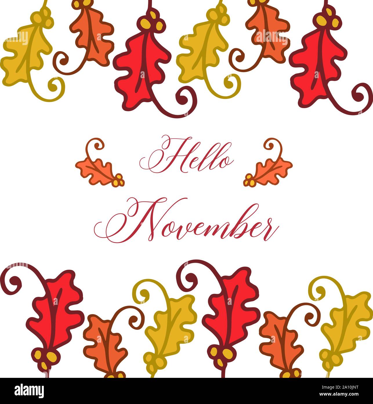 Lettering hello november on white backdrop, with decorative of autumn ...
