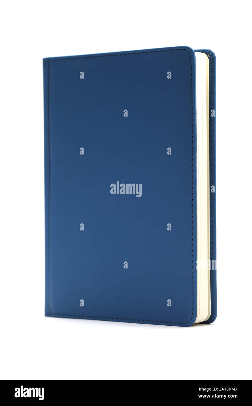 Blue diary isolated on white background Stock Photo - Alamy