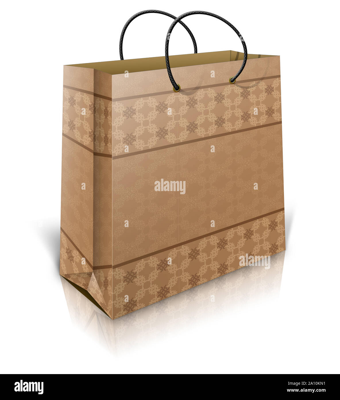 Illustration of brown shopping bag with floral pattern texture ...