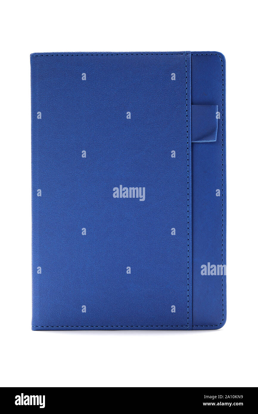 Blue diary isolated on white background Stock Photo - Alamy