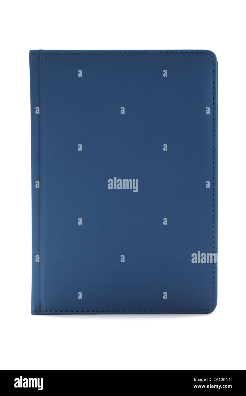 Blue diary isolated on white background Stock Photo - Alamy