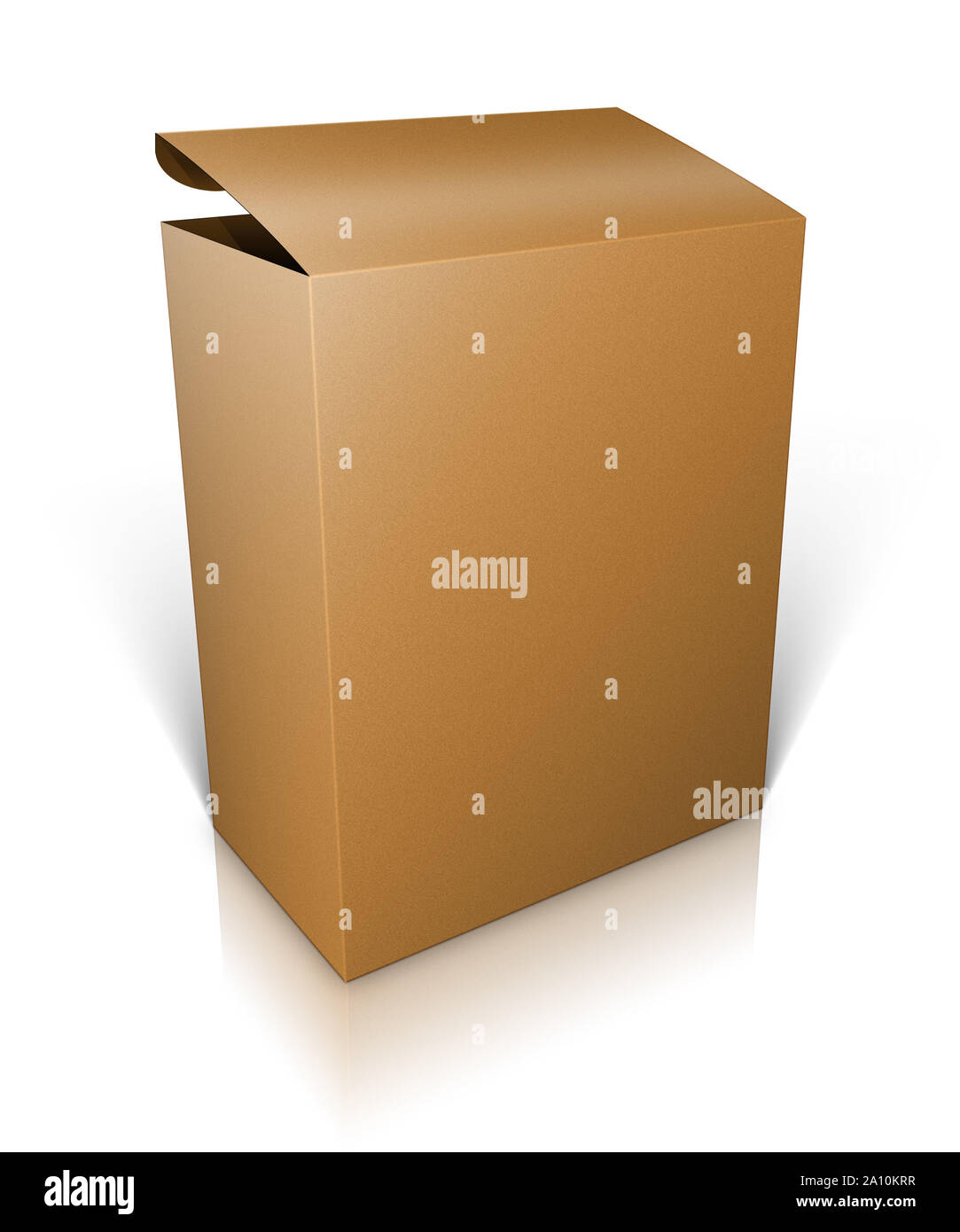Illustration of open cardboard box on white background Stock Photo - Alamy
