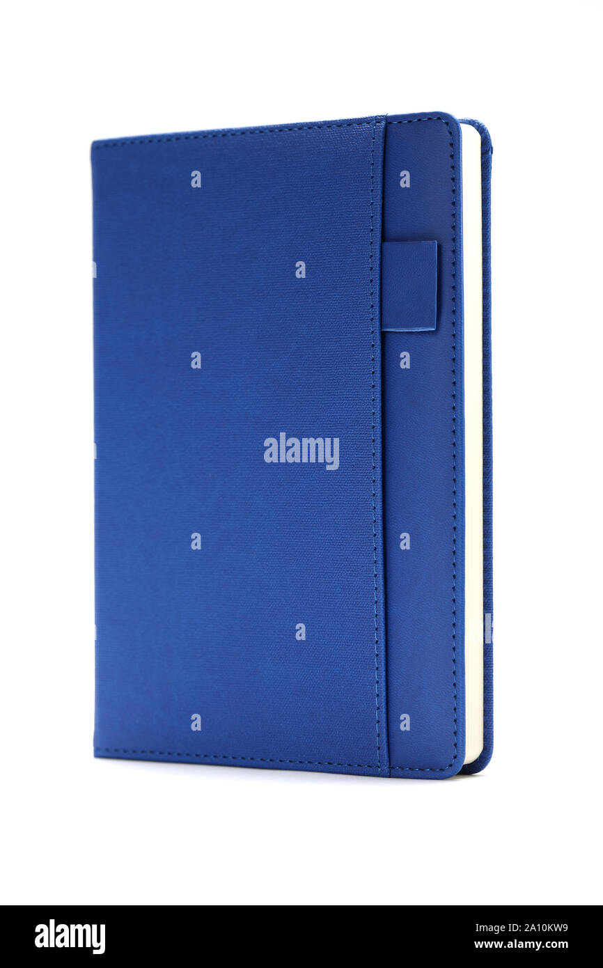 Blue diary isolated on white background Stock Photo - Alamy