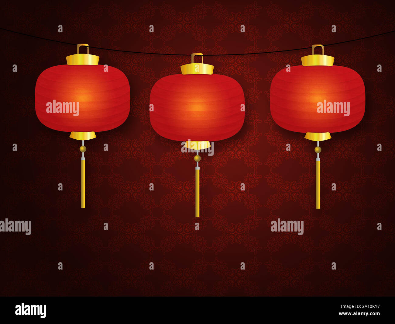 Illustration of red Chinese traditional paper lanterns Stock Photo - Alamy