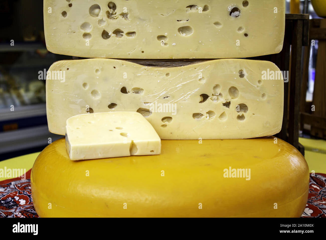 Dutch cured cheeses, typical foods, dairy products Stock Photo - Alamy