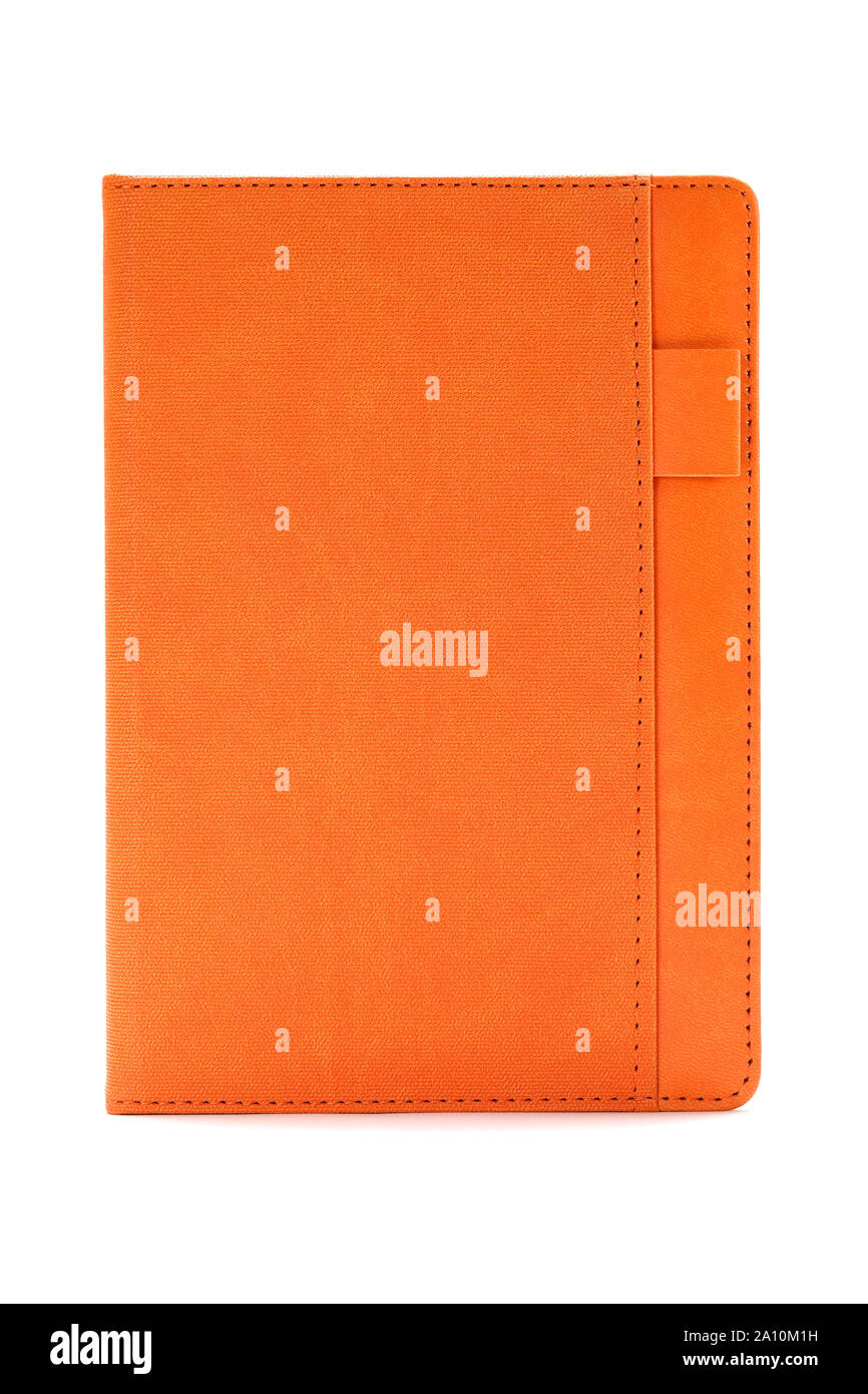 Orange diary isolated on white background Stock Photo - Alamy