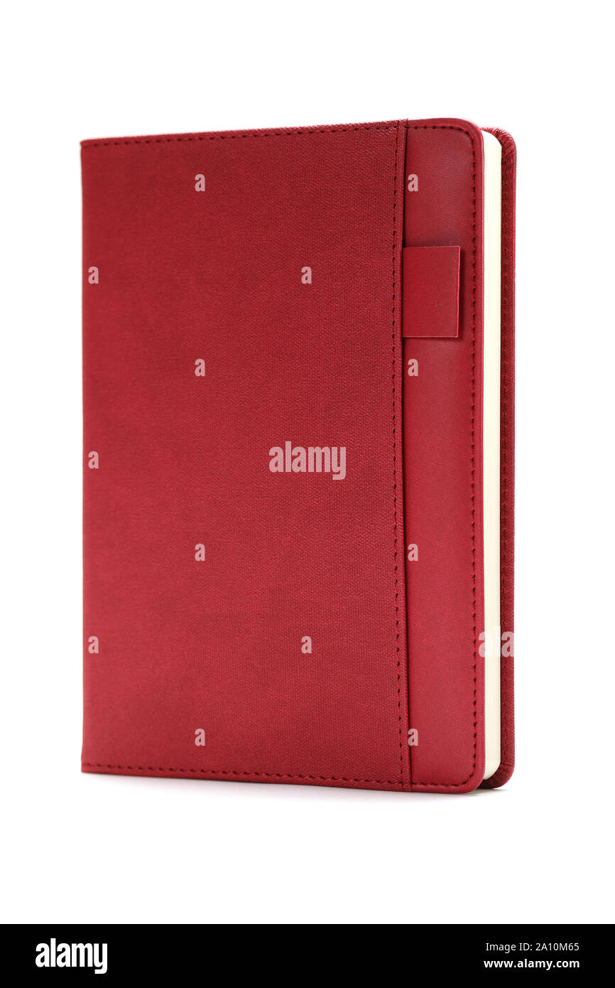 Red diary isolated on white background Stock Photo - Alamy