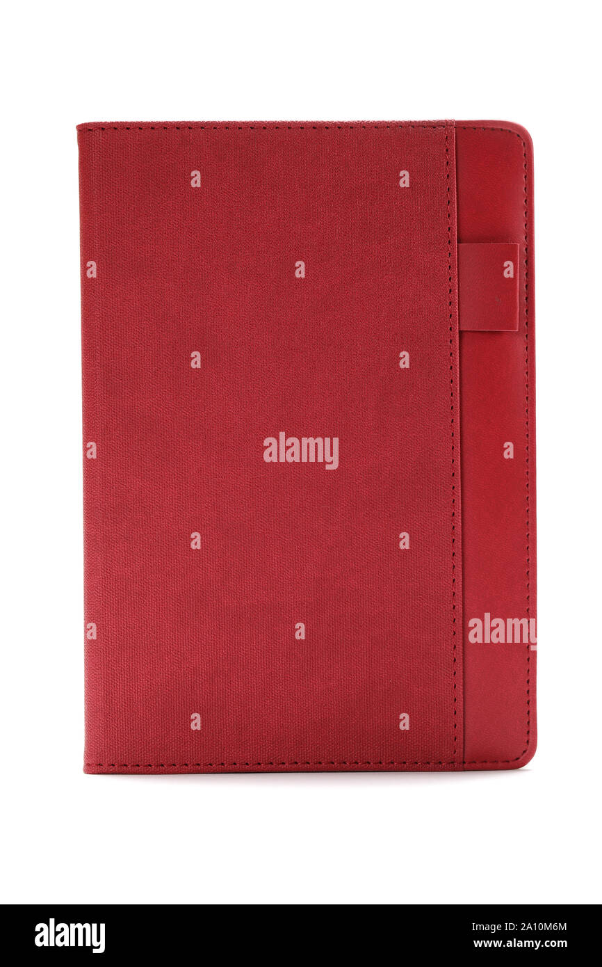 Red diary isolated on white background Stock Photo - Alamy