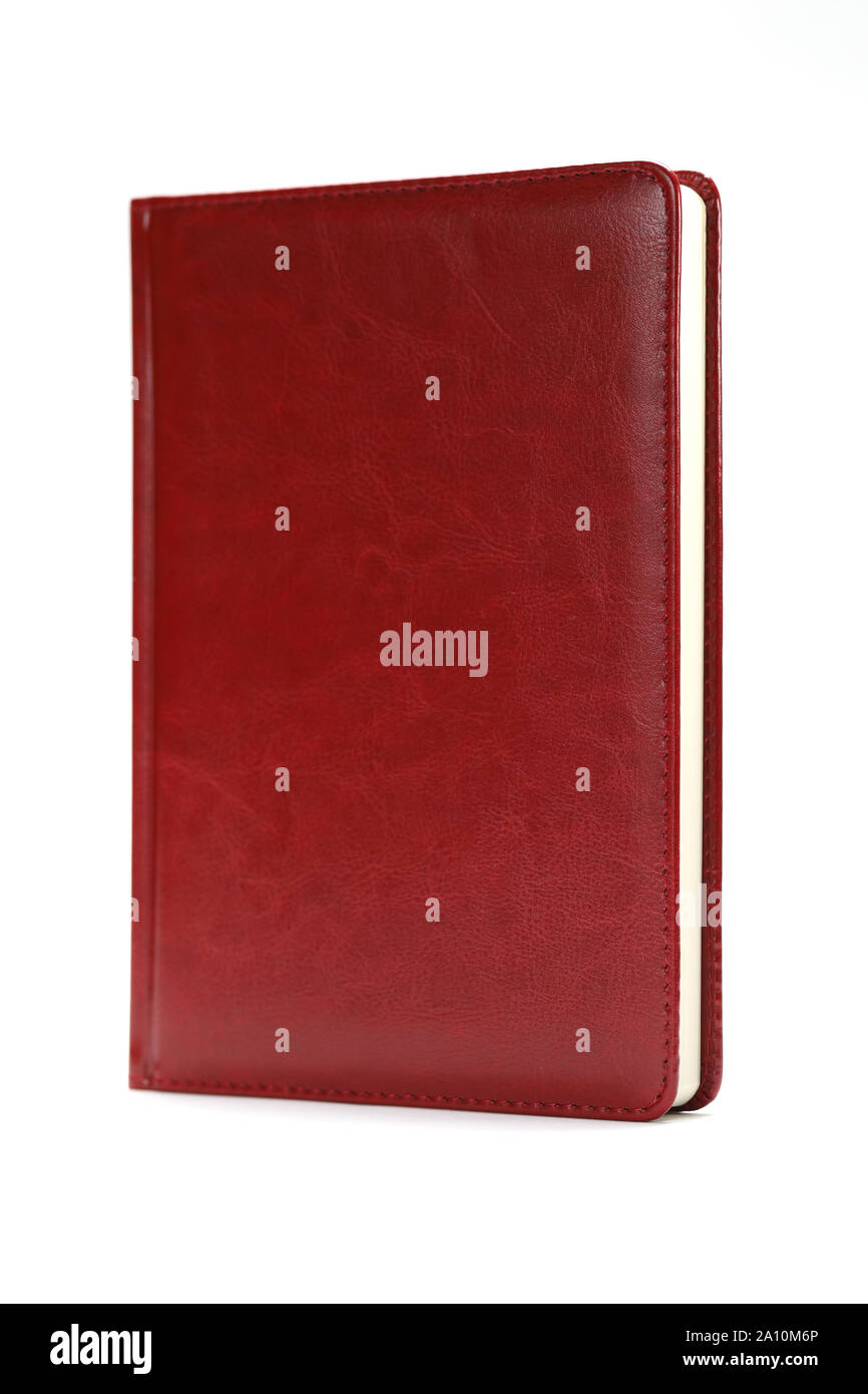 Red diary isolated on white background Stock Photo - Alamy