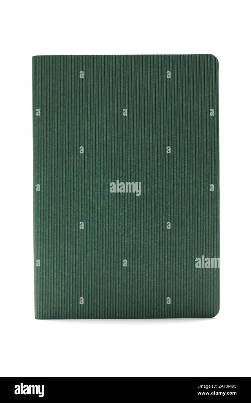 Green diary isolated on white background Stock Photo - Alamy