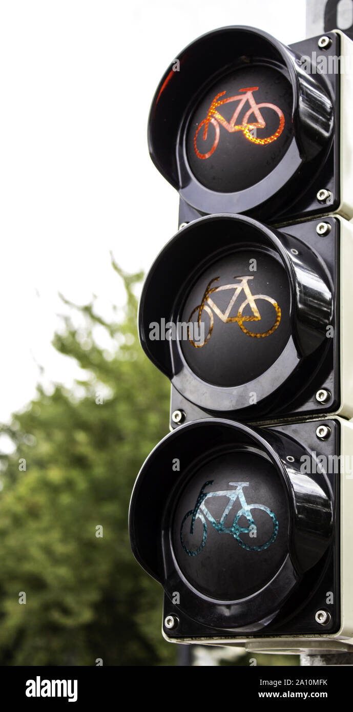 Bicycle traffic light in European city, traffic and symbol Stock Photo ...
