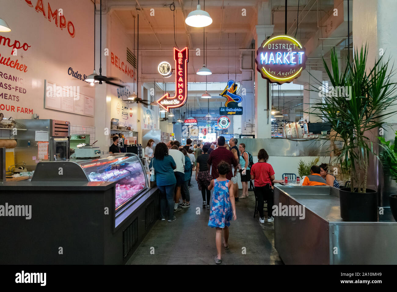 Los Angeles, AUG 10: Interior view of the Grand Central Market on AUG ...