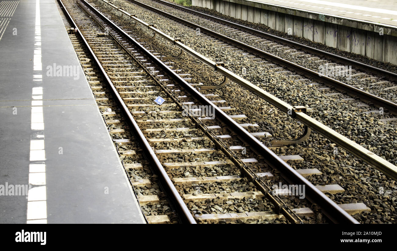 Rails of tram in city, transport and vehicles, textures Stock Photo - Alamy