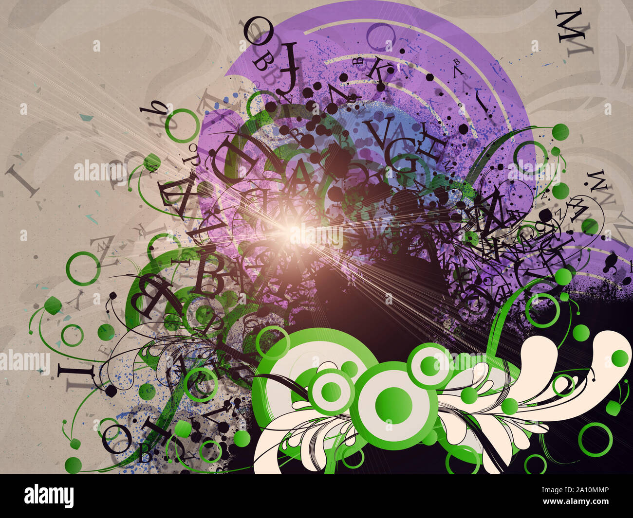 Illustration of abstract funky text exploding background Stock Photo ...