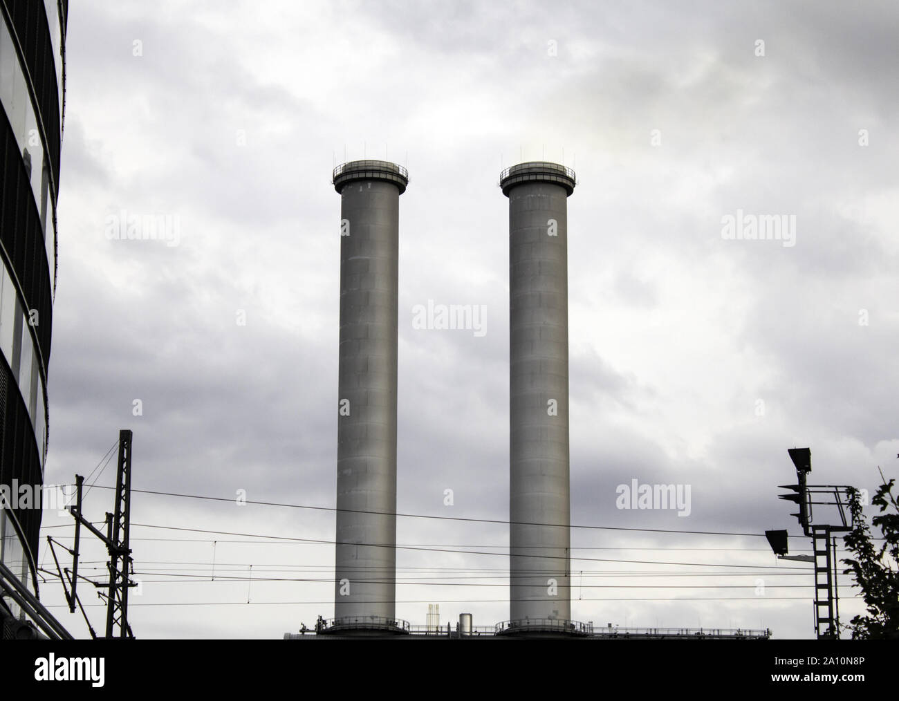 Nuclear factory with chimney polluting smoke, environment, ecology ...
