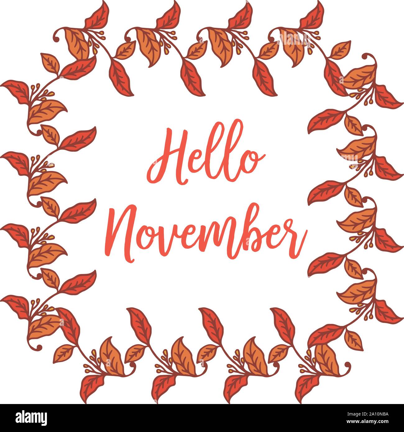 Poster hello november, with artwork of autumn leaf frame. Vector Stock ...