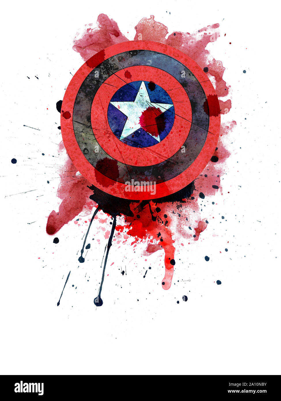 Shield with a star, red and blue grunge cartoon shield Stock Photo - Alamy