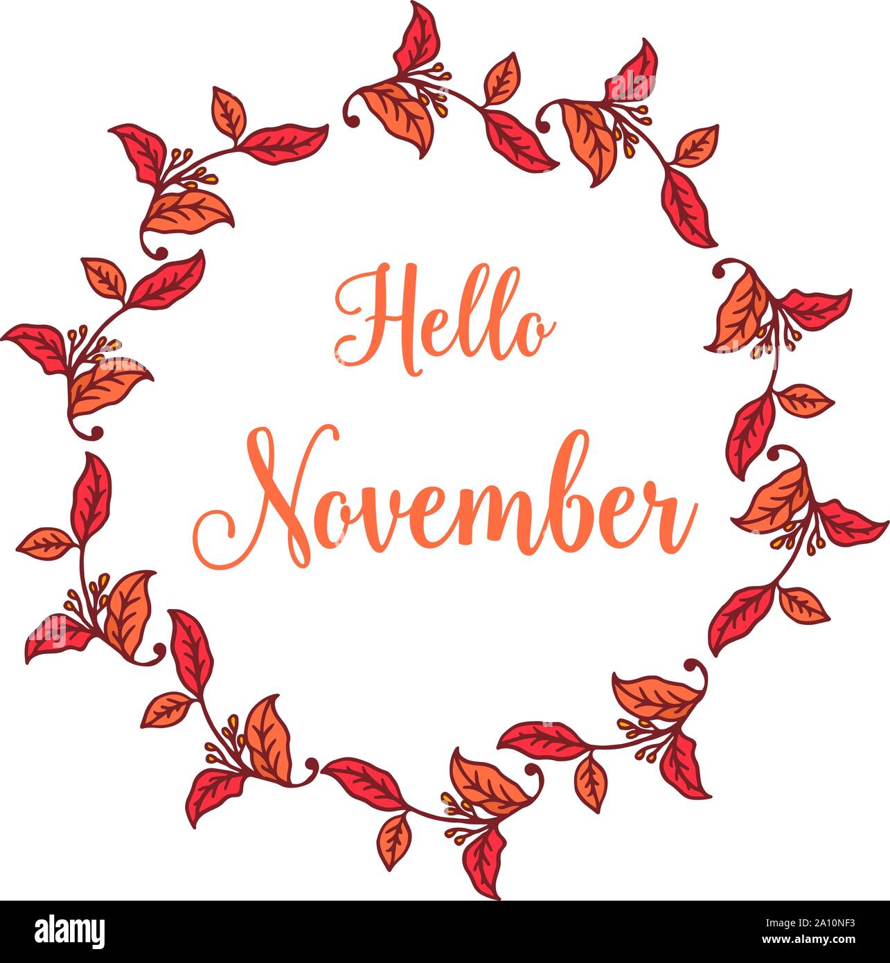 Poster hello november, with artwork of autumn leaf frame. Vector Stock ...