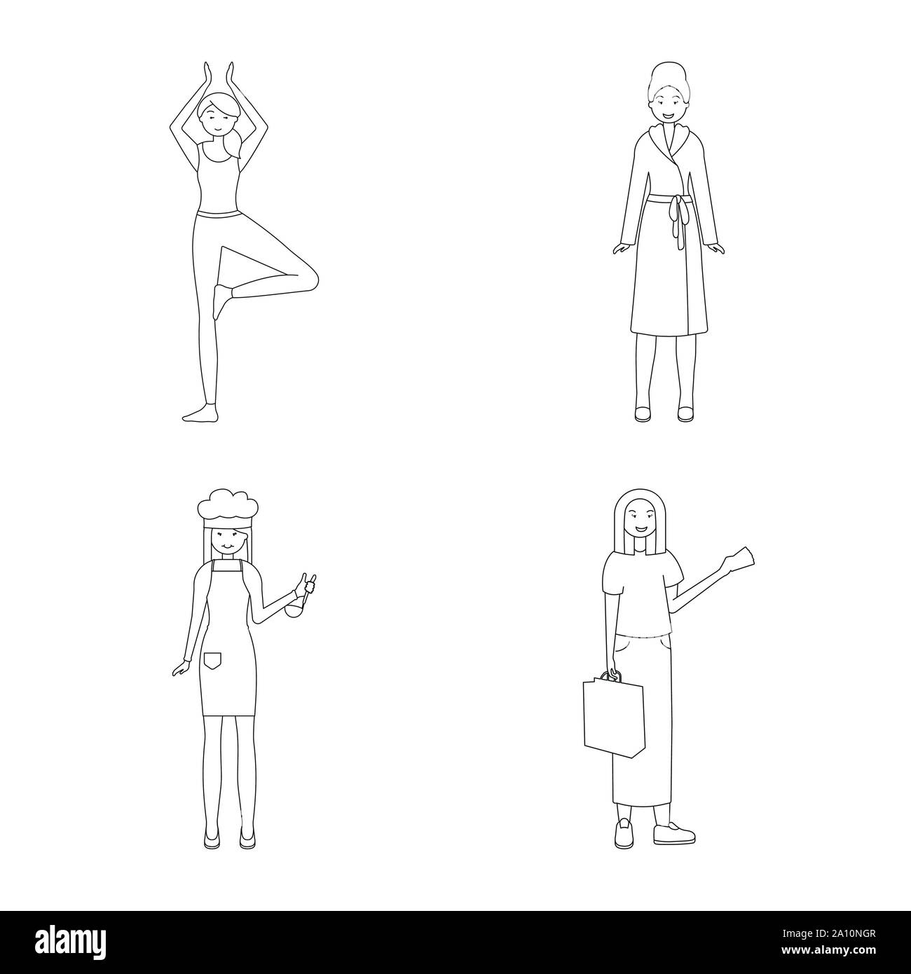 Vector design of posture and mood logo. Set of posture and female stock ...