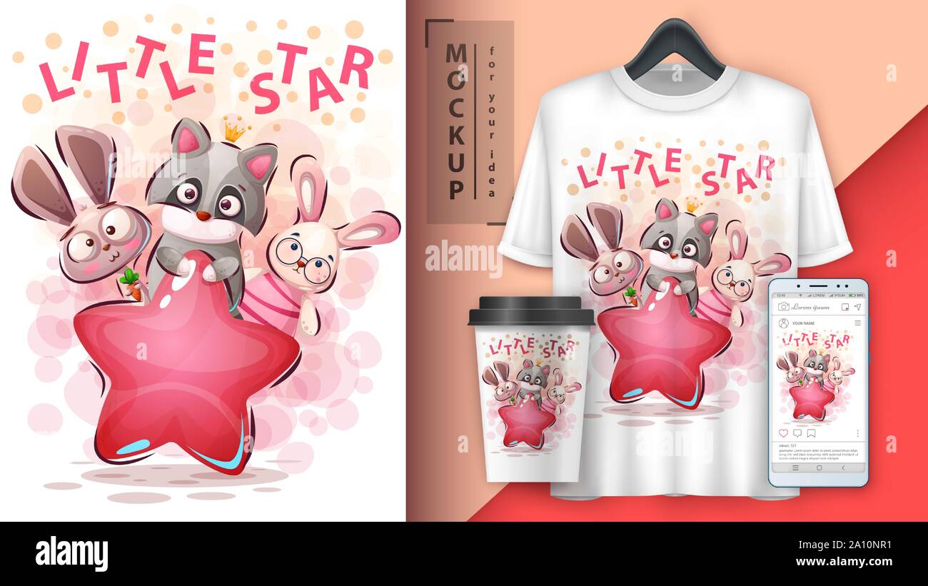 Little star animals - mockup for your idea Stock Vector Image & Art - Alamy