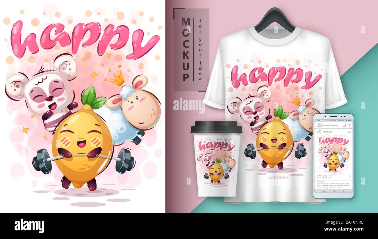 Happy animal - mockup for your idea Stock Vector Image & Art - Alamy