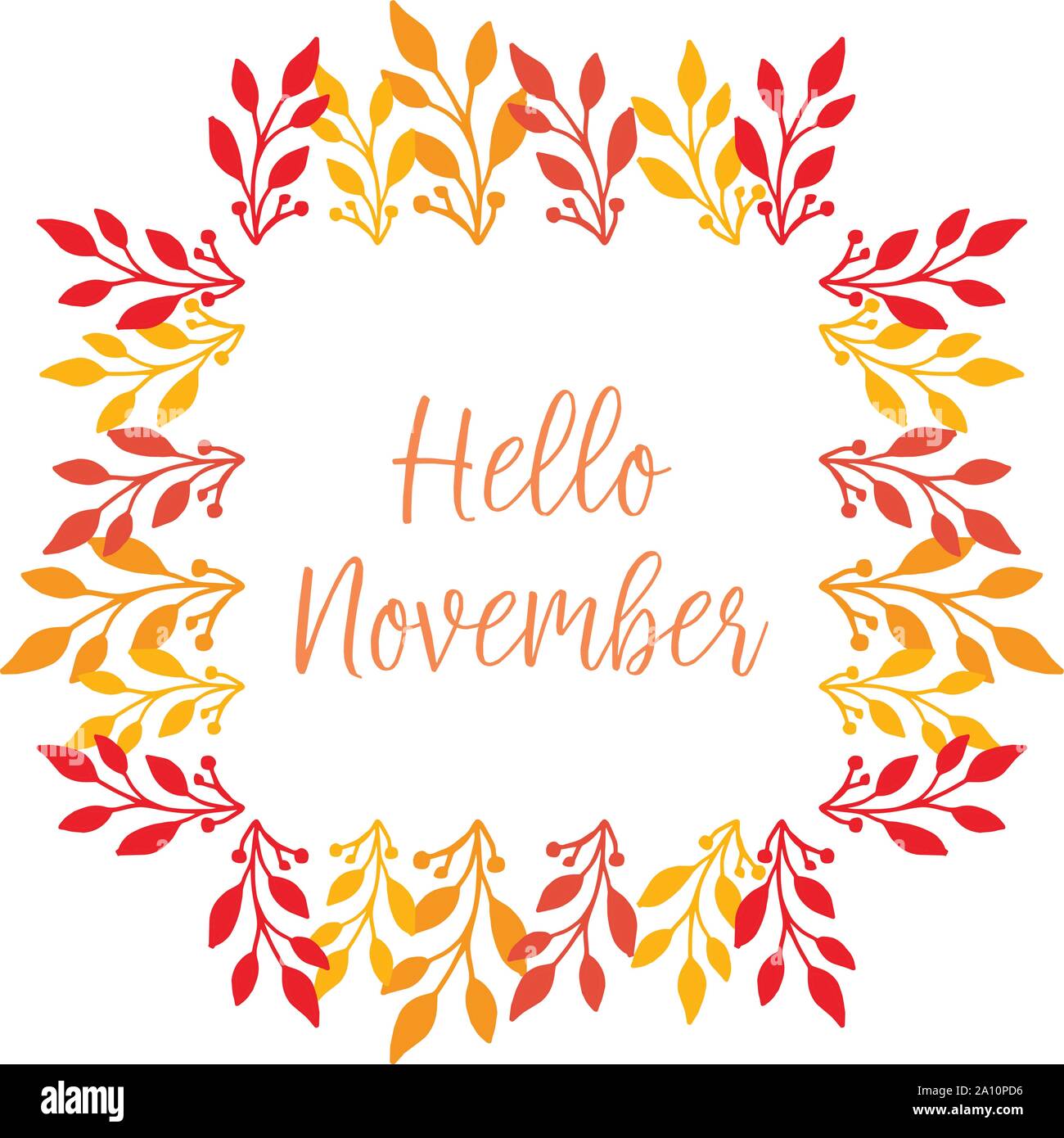 Poster or banner hello november, with pattern of autumn leaf frame ...