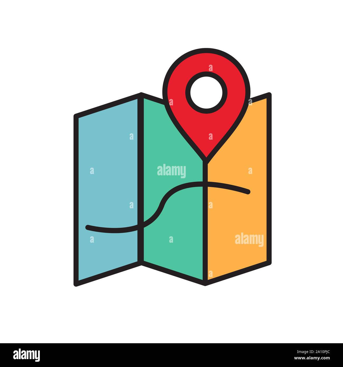 Map, traveling guide glyph icon isolated on white. EPS 10 Stock Vector ...