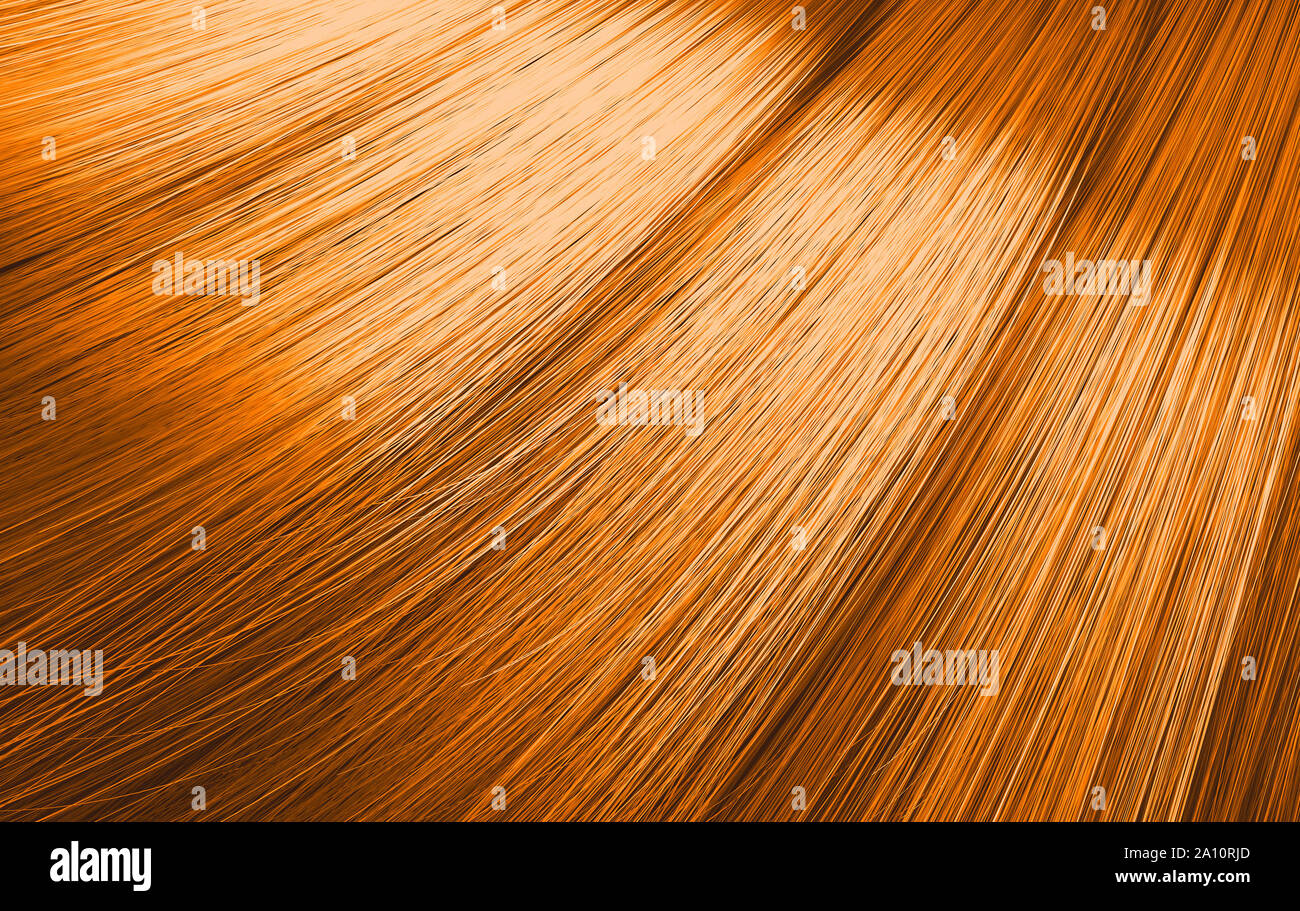 A closeup view of a bunch of shiny straight ginger hair in a wavy ...