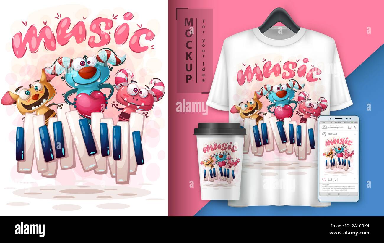 Music monster - mockup for your idea Stock Vector Image & Art - Alamy