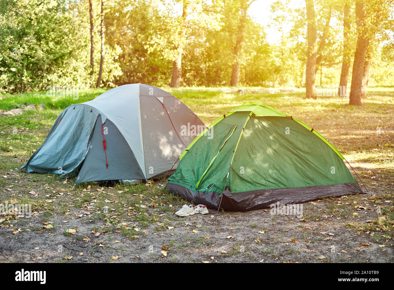Two tents campsite view hi-res stock photography and images - Alamy