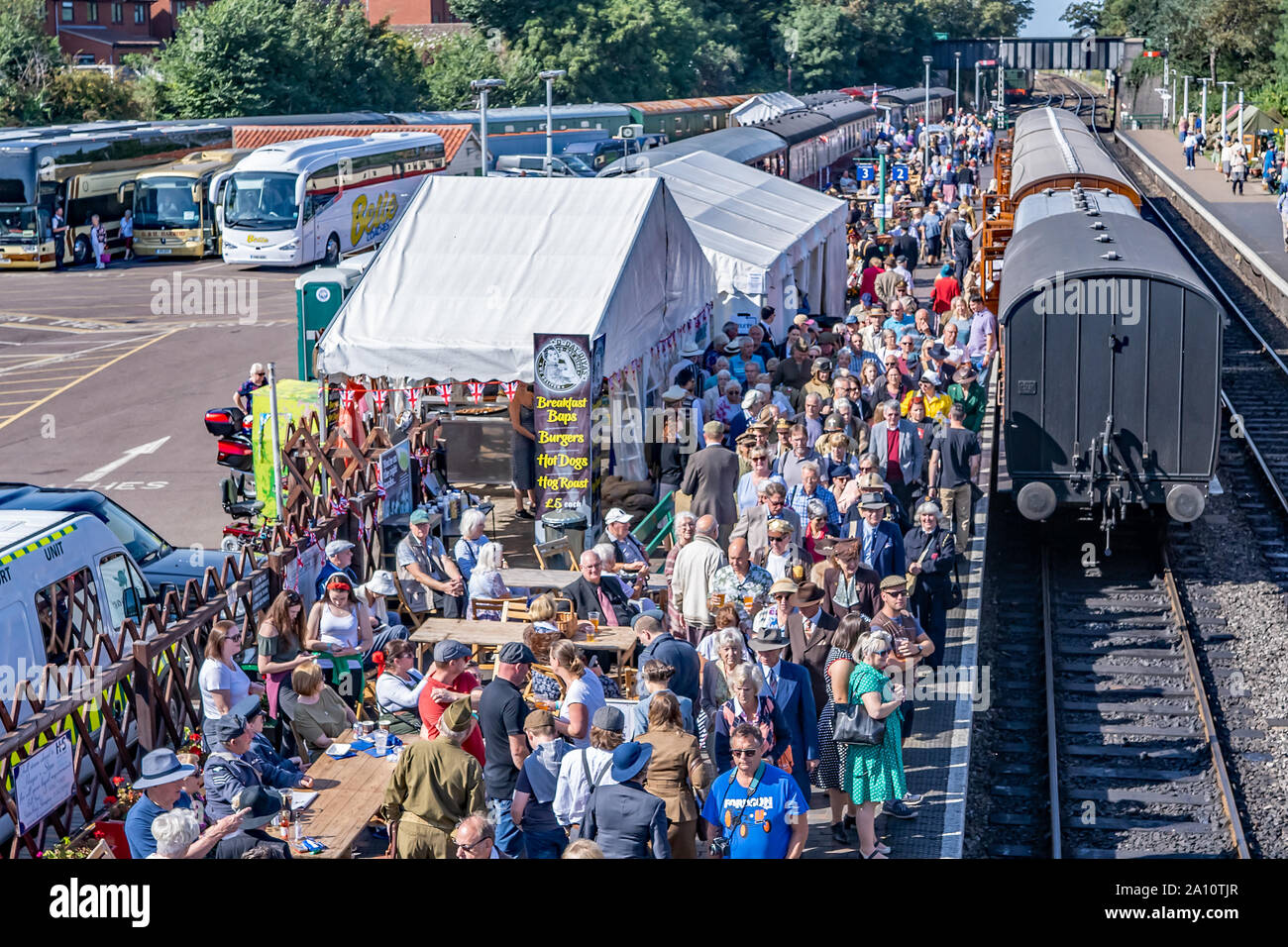 Sheringham train station packed full of people during the annual ...