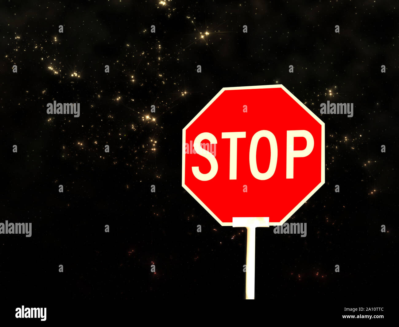 3d stop sign against starry night sky background Stock Photo - Alamy