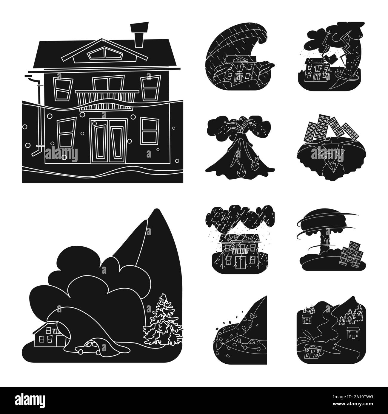 Vector illustration of calamity and crash logo. Set of calamity and ...