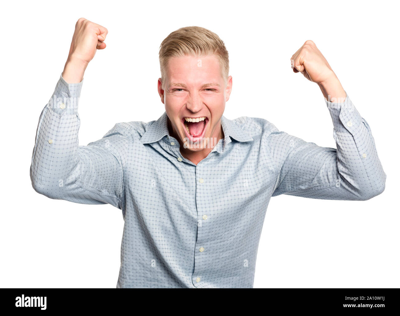 Happy businessman shouting his success Stock Photo - Alamy