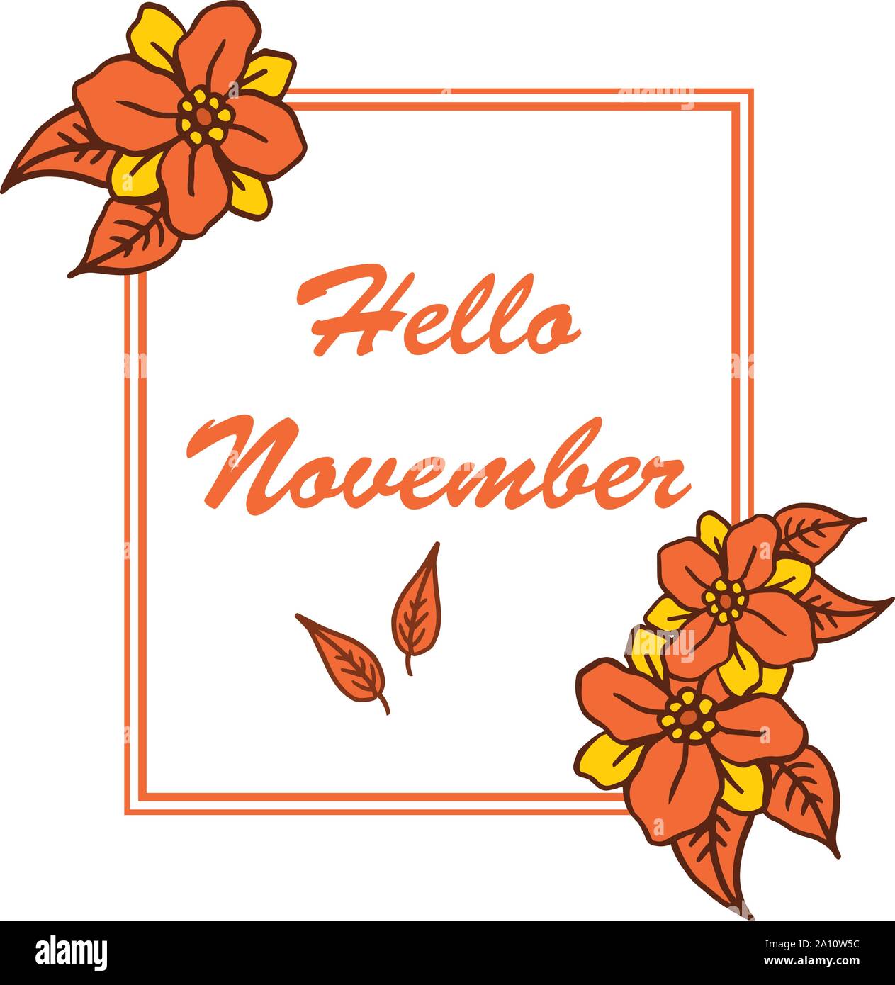 Modern colorful flower frame, for ornate of card hello november. Vector ...