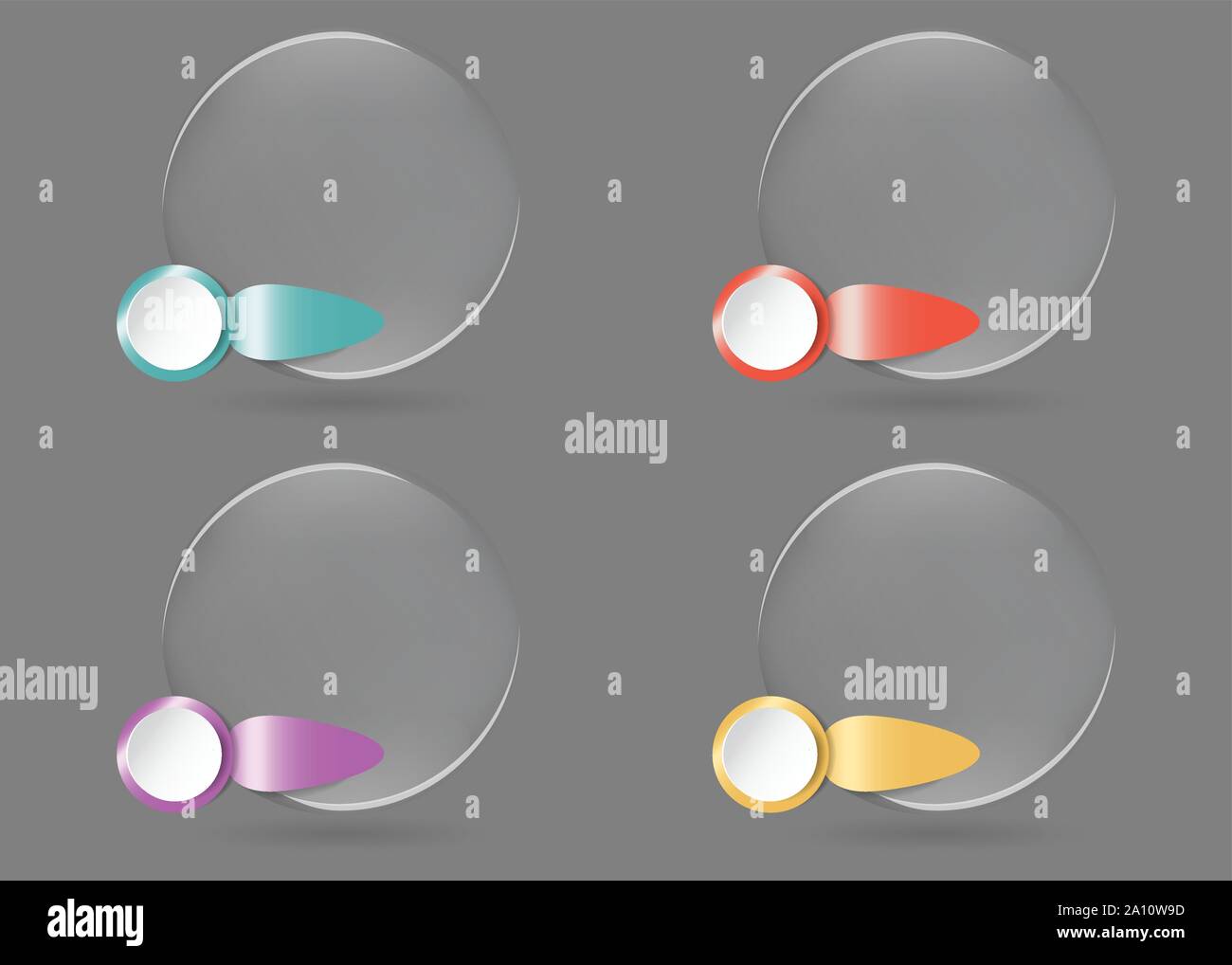 Four transparent balls with color metal labels enable numbering ready ...