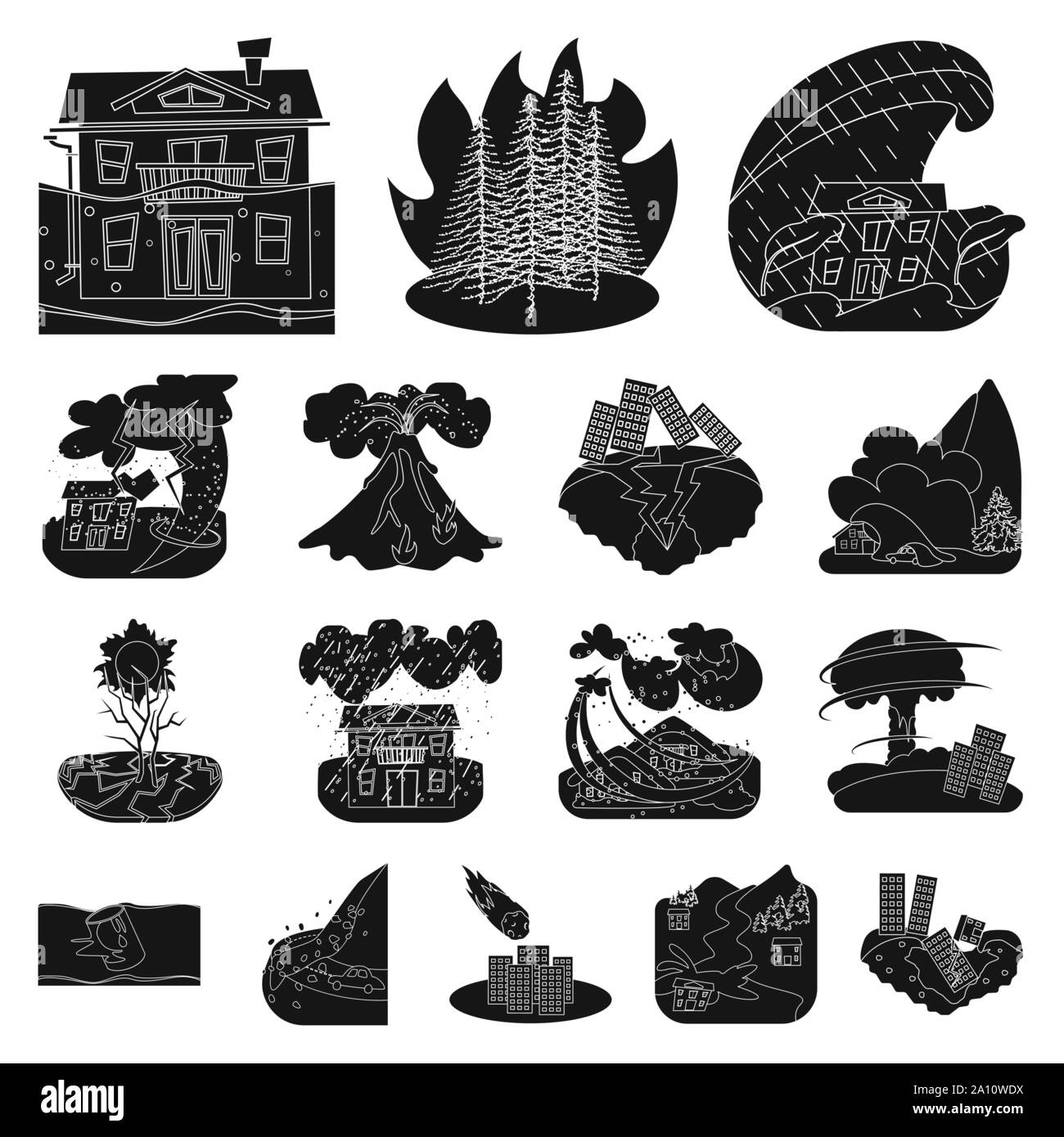 Vector design of calamity and crash icon. Set of calamity and disaster ...