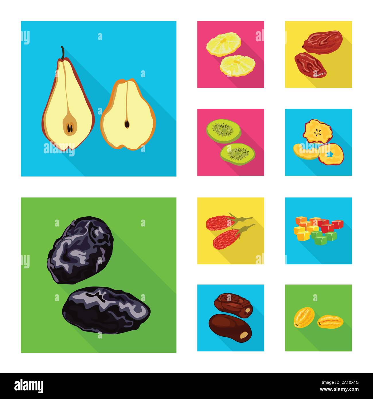 Isolated object of fruit and dried icon. Set of fruit and food stock ...