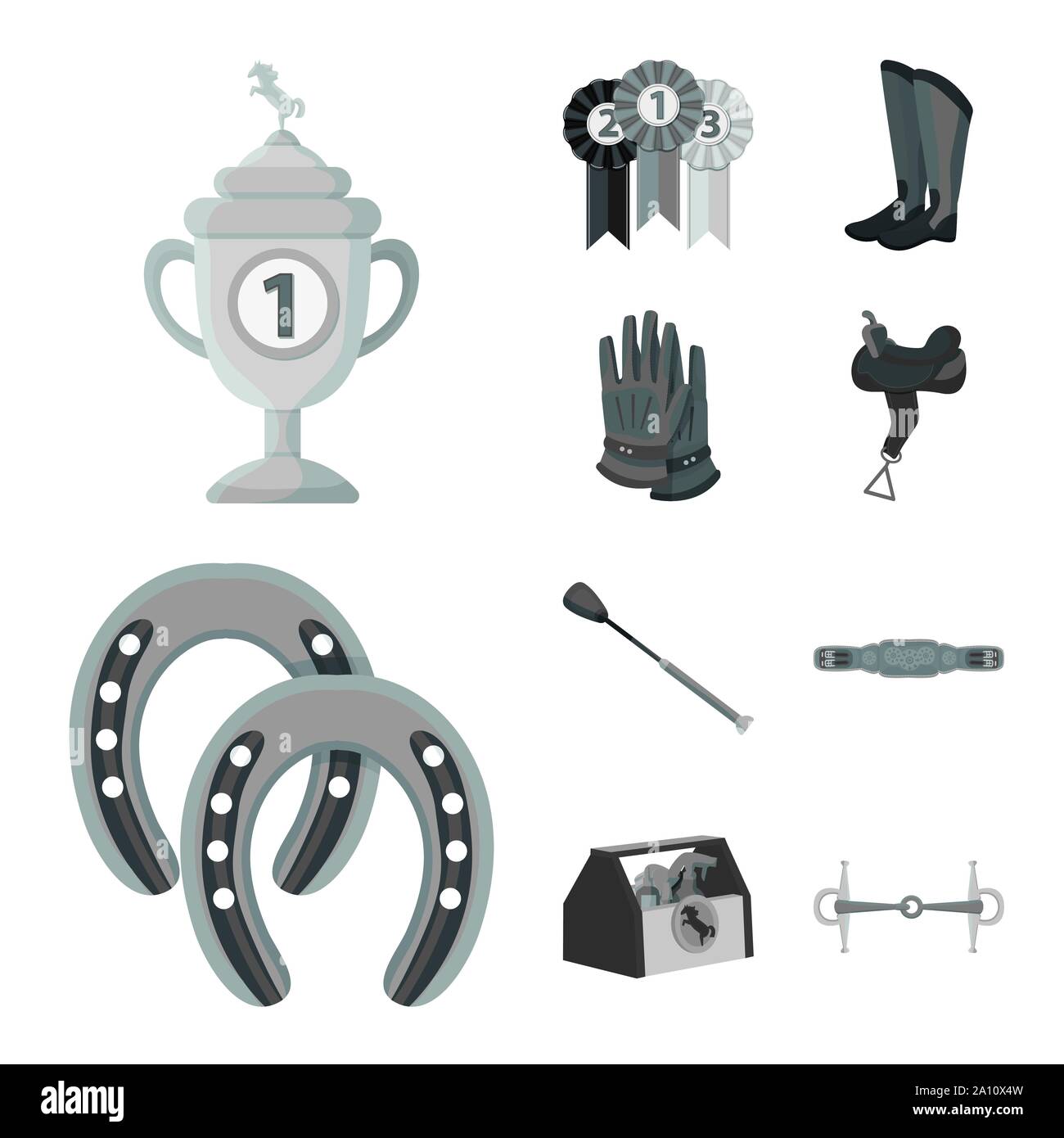 Vector illustration of race and horse symbol. Collection of race and ...